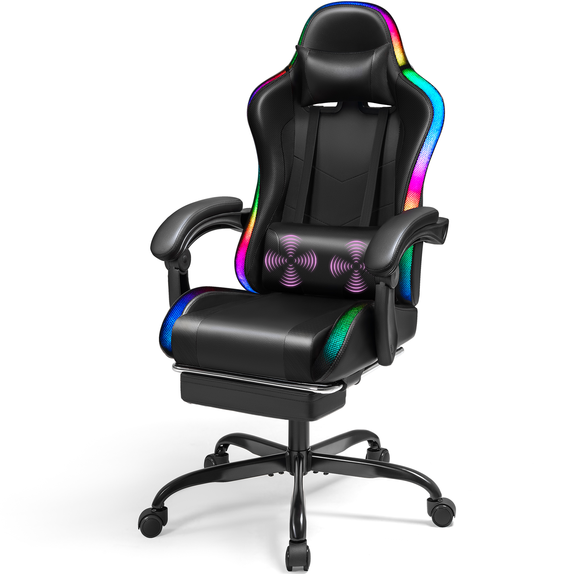 Homall RGB Gaming Chair with Massage and LED Lights Ergonomic Computer ...