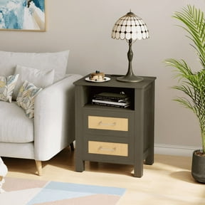 Homfa White Nightstand with Charging Station, 3 Drawers, Side Table ...