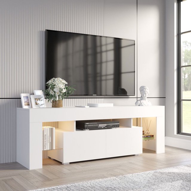 Homall TV Stand for 32-70 inch TVs, LED Light with Remote, Ample ...