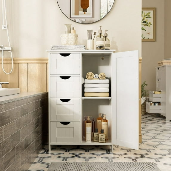 Homall Wooden Bathroom Cabinet, Freestanding 4 Drawer Utility Storage ...