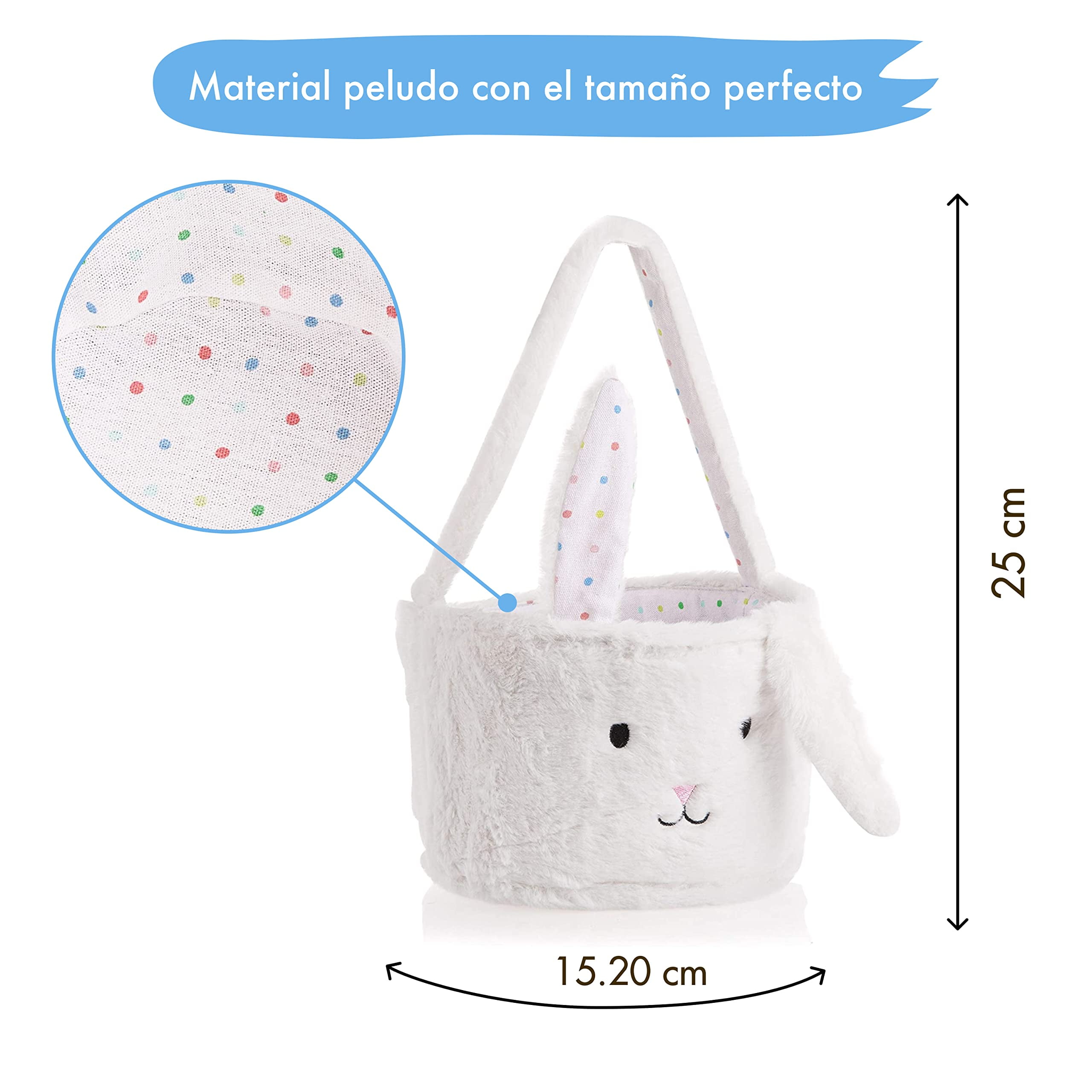 Homarden Plush Bunny Basket - Cute Fluffy Bunny Baskets with Foldable ...