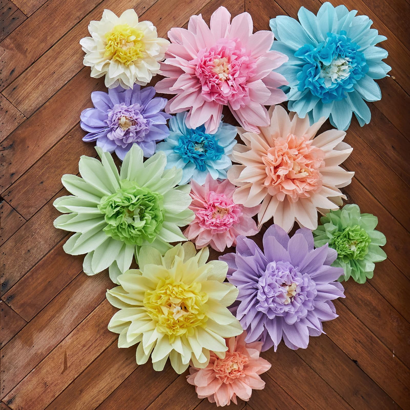 Homarkable Pastel Paper Flowers,12 HMF23 Pcs Crepe Paper Flowers ...