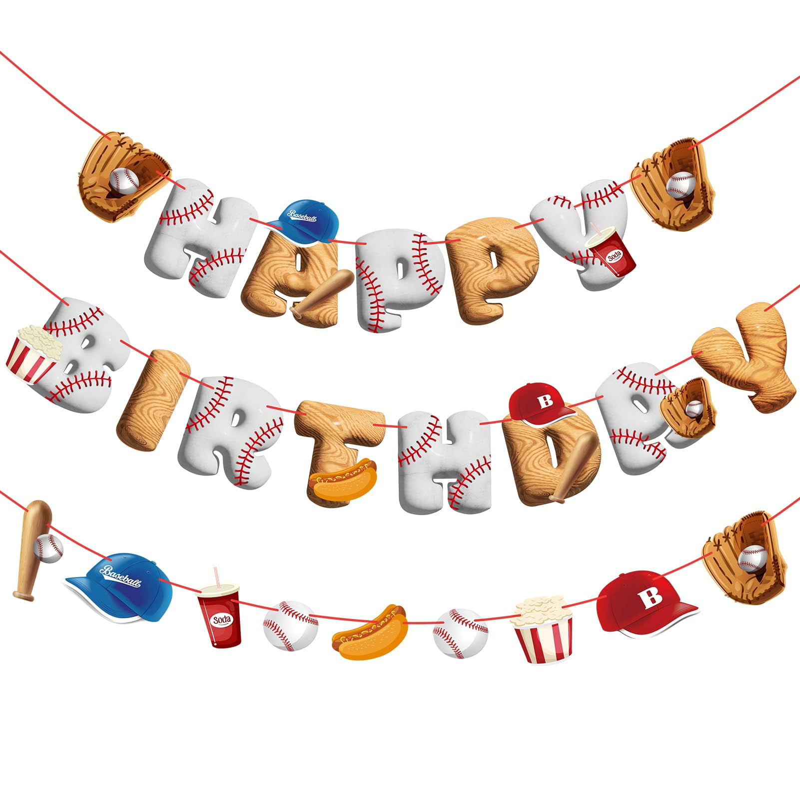 Homarkable Pre-Strung BaseballUMRT Birthday Decorations, Baseball Happy ...