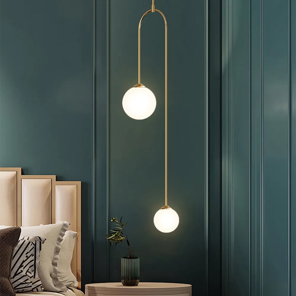 Homary Modern Pendant Light Glass Globe 2-Light U-Shaped in Gold for ...
