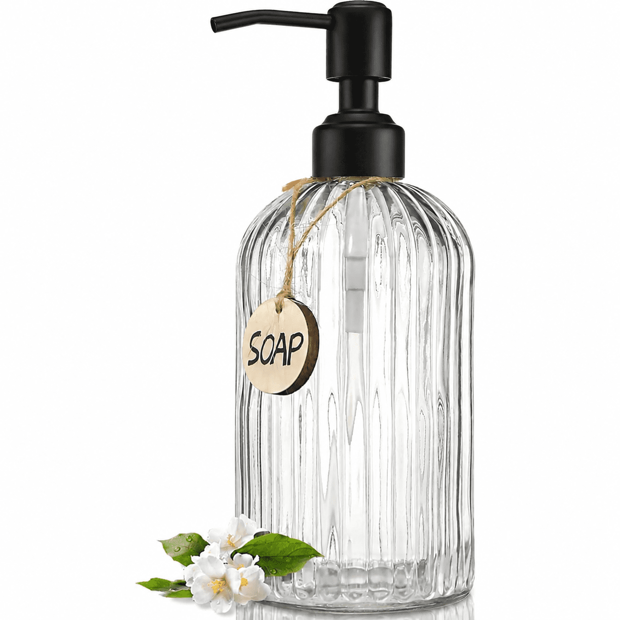 Homaryx 18 oz Glass Soap Dispenser with Black Rust-Proof Pump ...