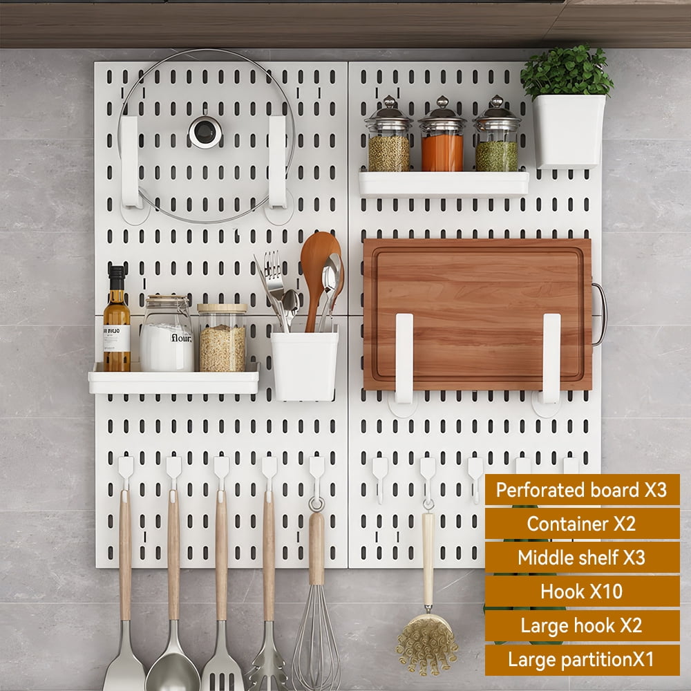 Homasy 41x29Cm 22 Sets Punch-Free Perforated Board Storage Shelf, Shelf ...