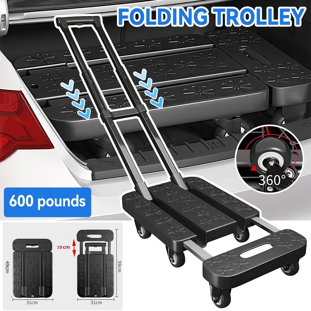 Homasy 6 Wheels Foldable Portable Trolley, Foldable Carrying Trolley ...