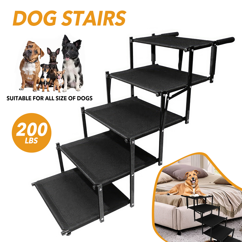 Homasy Portable Foldable Dog Stairs, 5-layer Pet Ladder Travel Dog ...