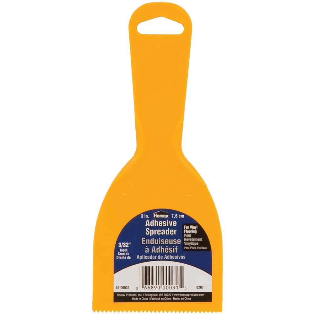 Homax Plastic V-Notch Adhesive Spreader, Yellow, 3 inch Blade, 3/32 ...