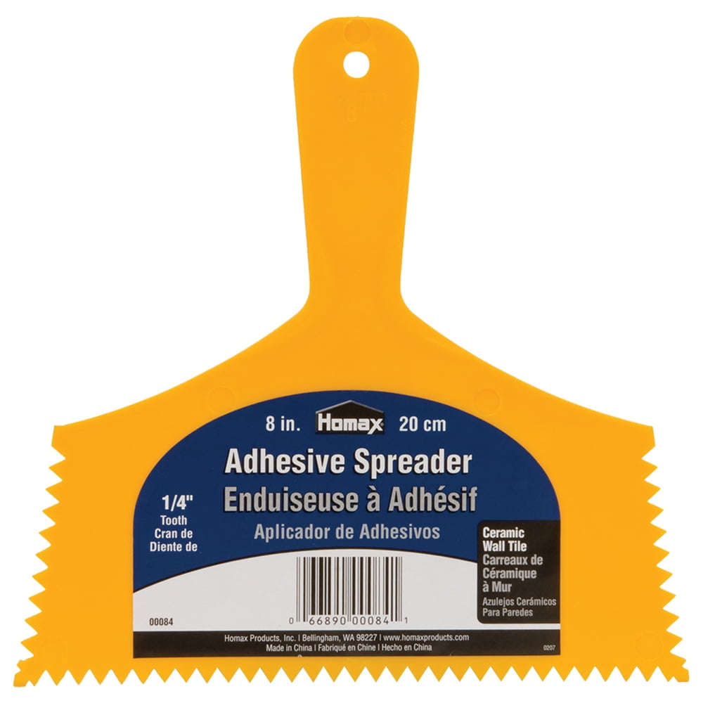 Homax Plastic Adhesive Spreader for Ceramic Wall Tile, 8", 1/4" Tooth ...
