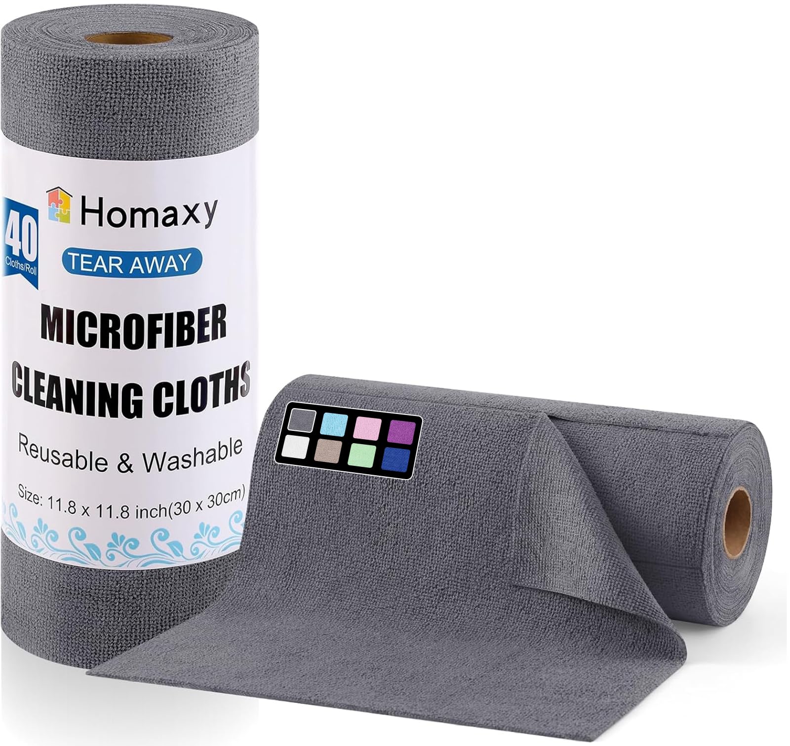 Homaxy Tear Away Dish Cloths Rolls, 40 Sheets-11.8" X 11.8", Reusable ...
