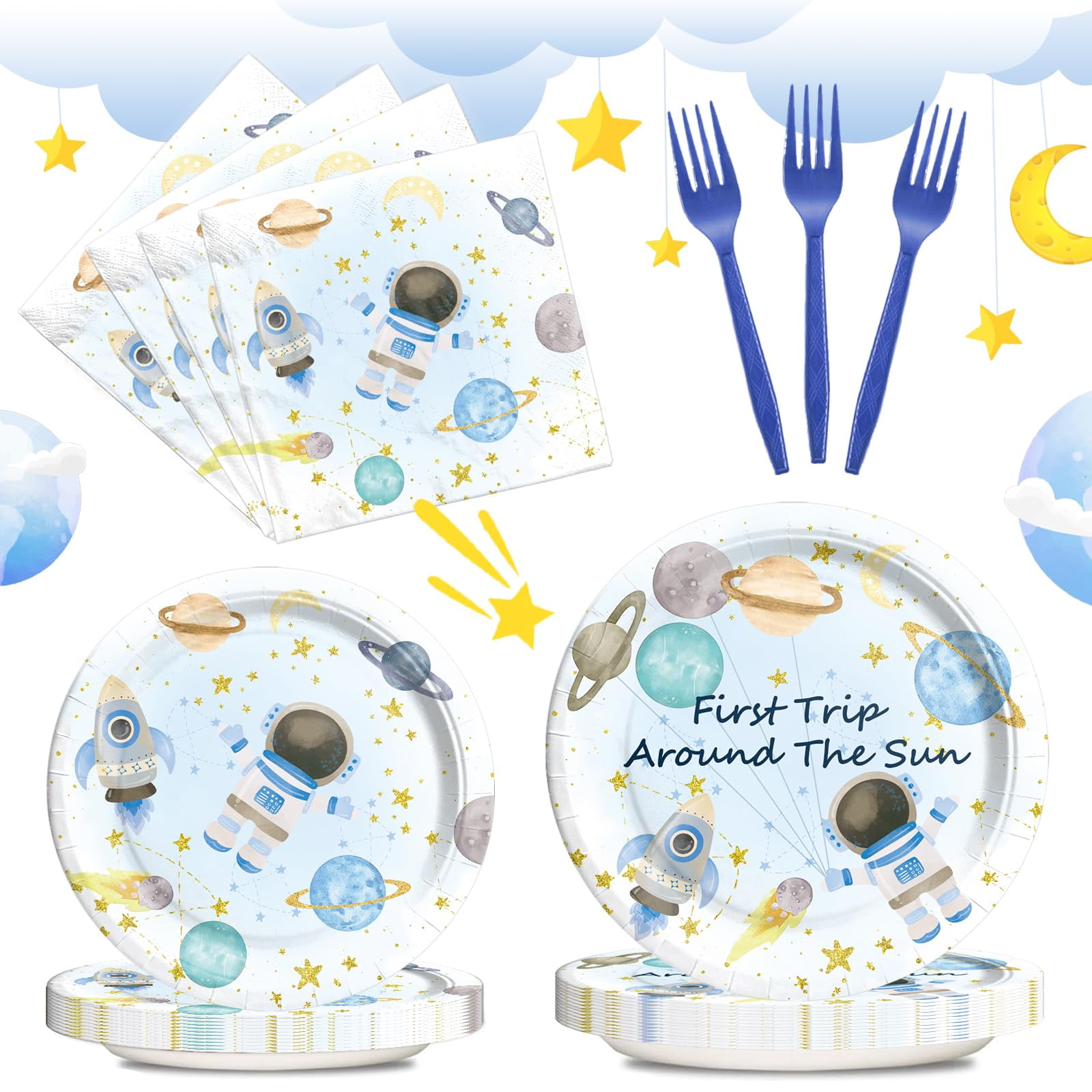 Hombae First Trip Around MMF7 the Sun Birthday Supplies Set, 1st ...