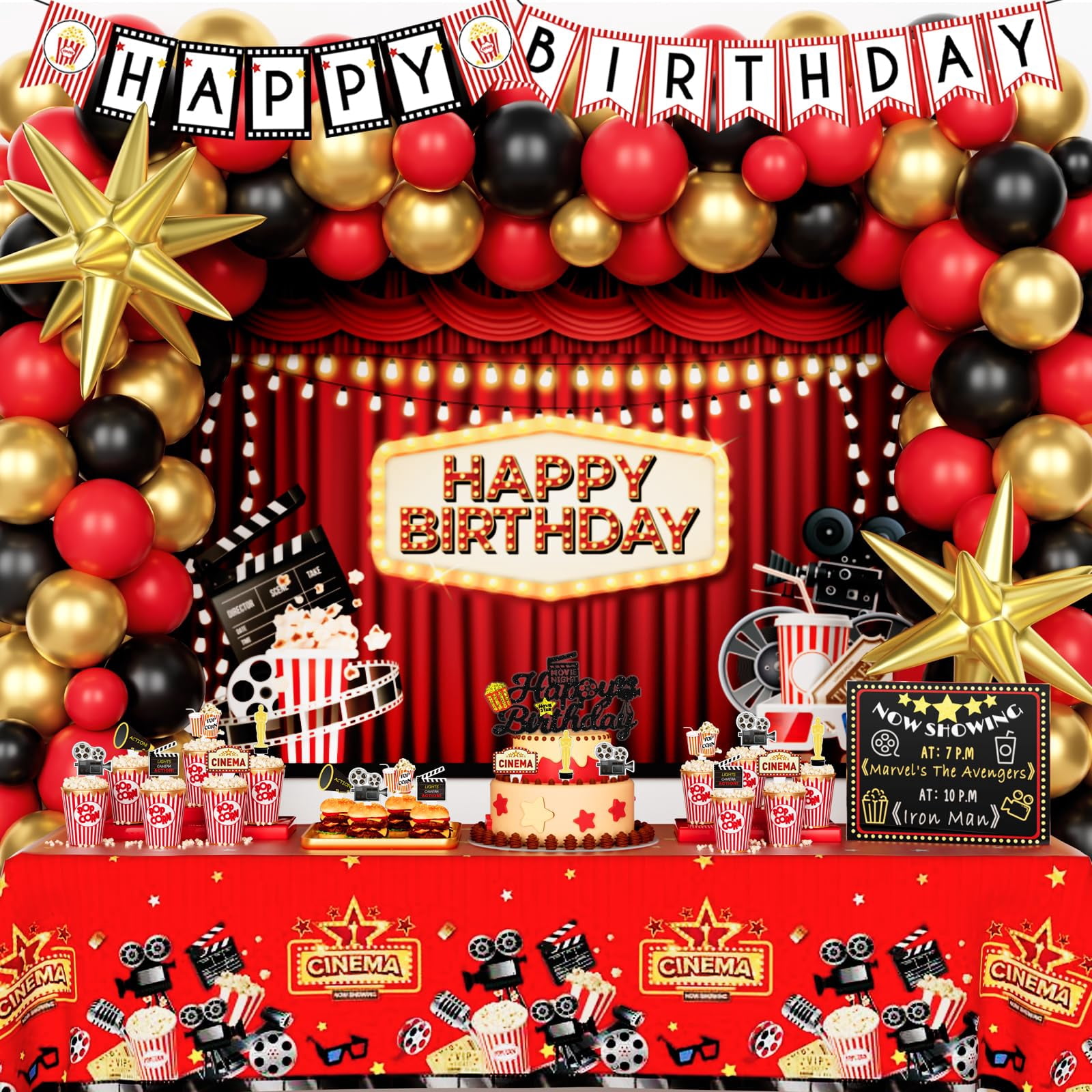 Hombae Movie Night Birthday Party Decorations, Movie Theater Hollywood ...