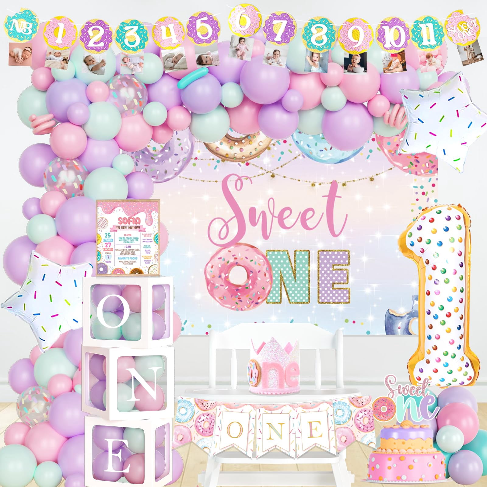 Hombae Sweet One Birthday Party Decorations, Donut 1st Party ...