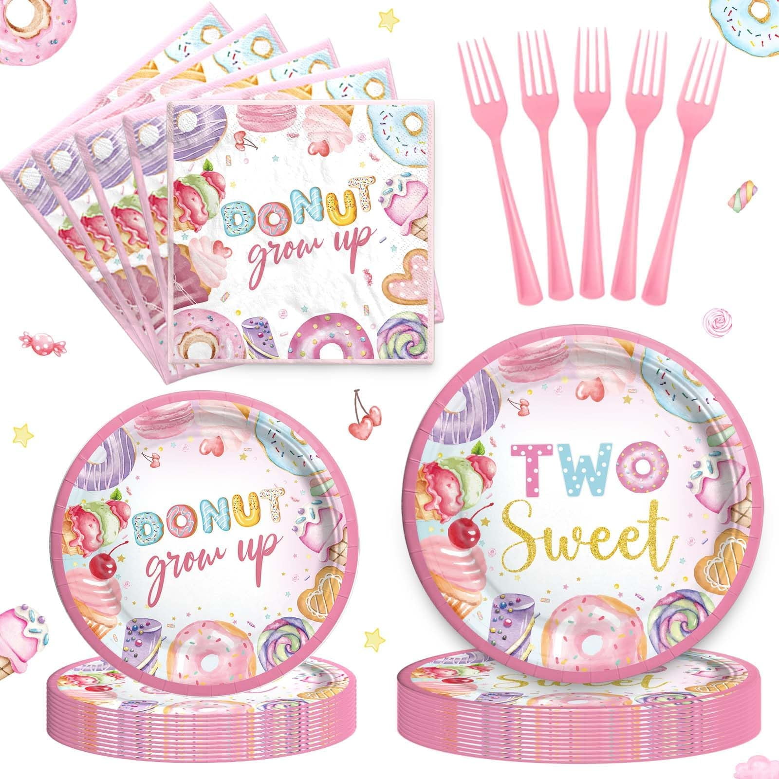Hombae Two Sweet Birthday MMF7 Party Supplies Tableware Set, Two Sweet ...