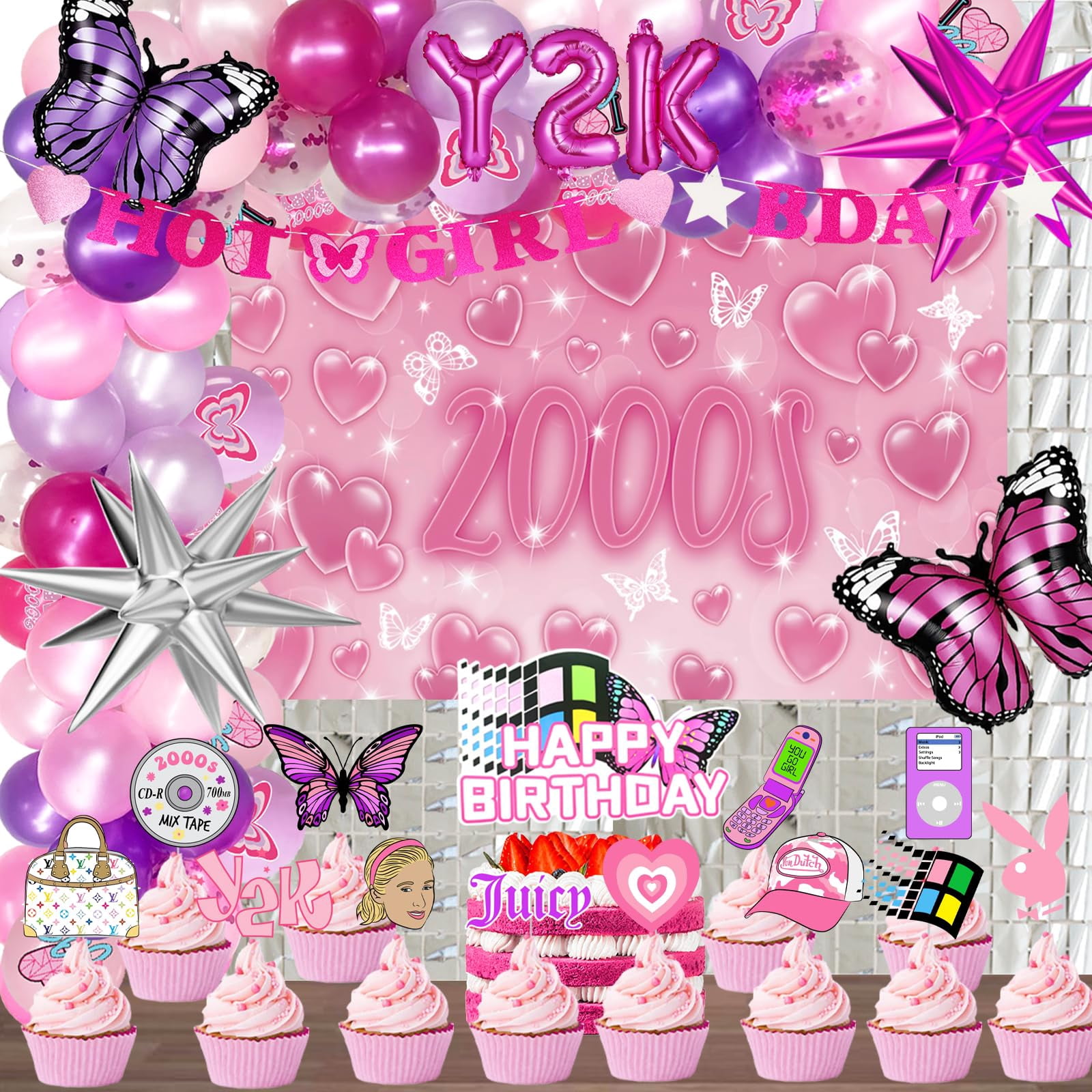 Hombae Y2K Party Decorations, Early 2000s Party Decorations for Teen ...