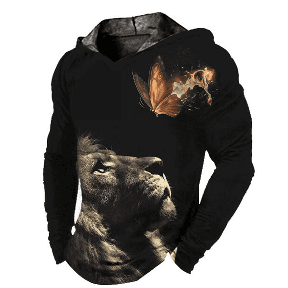 Hombres Sudadera Capucha Pulóver Capucha León Mariposa Moda Suave ...