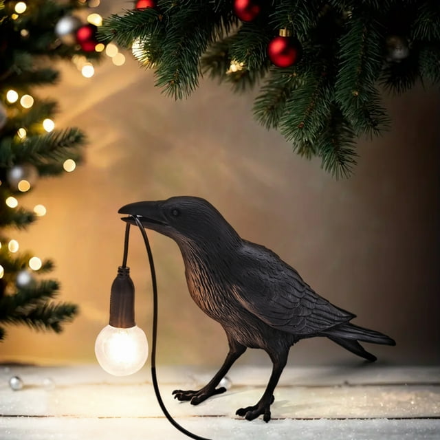 Homchum Halloween Crow Table Lamps, Lucky Raven Resin Desk Lamp Bedside ...