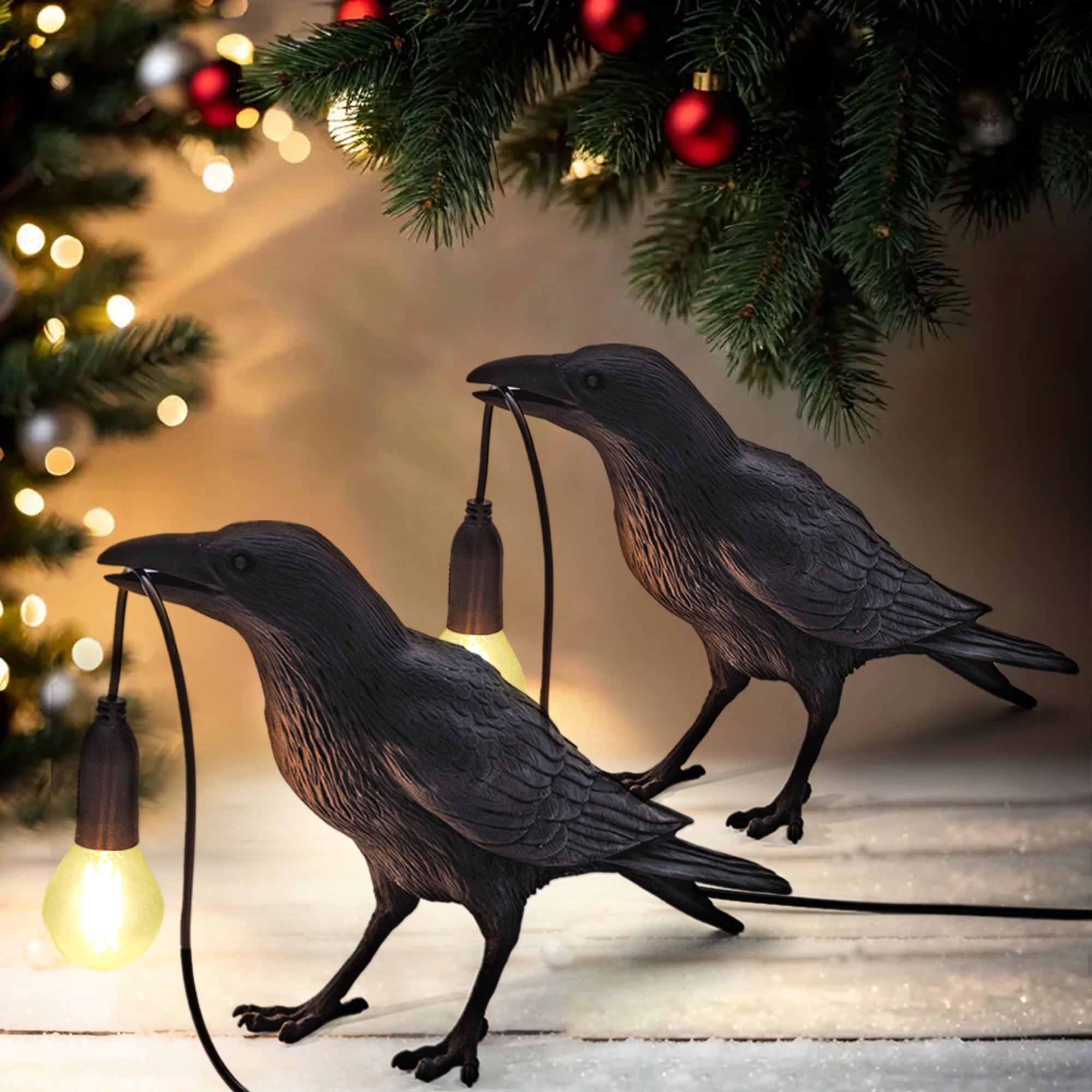 Homchum Raven Table Lamp, Crow Bird Resin Desk Lamp for Bedroom Living ...