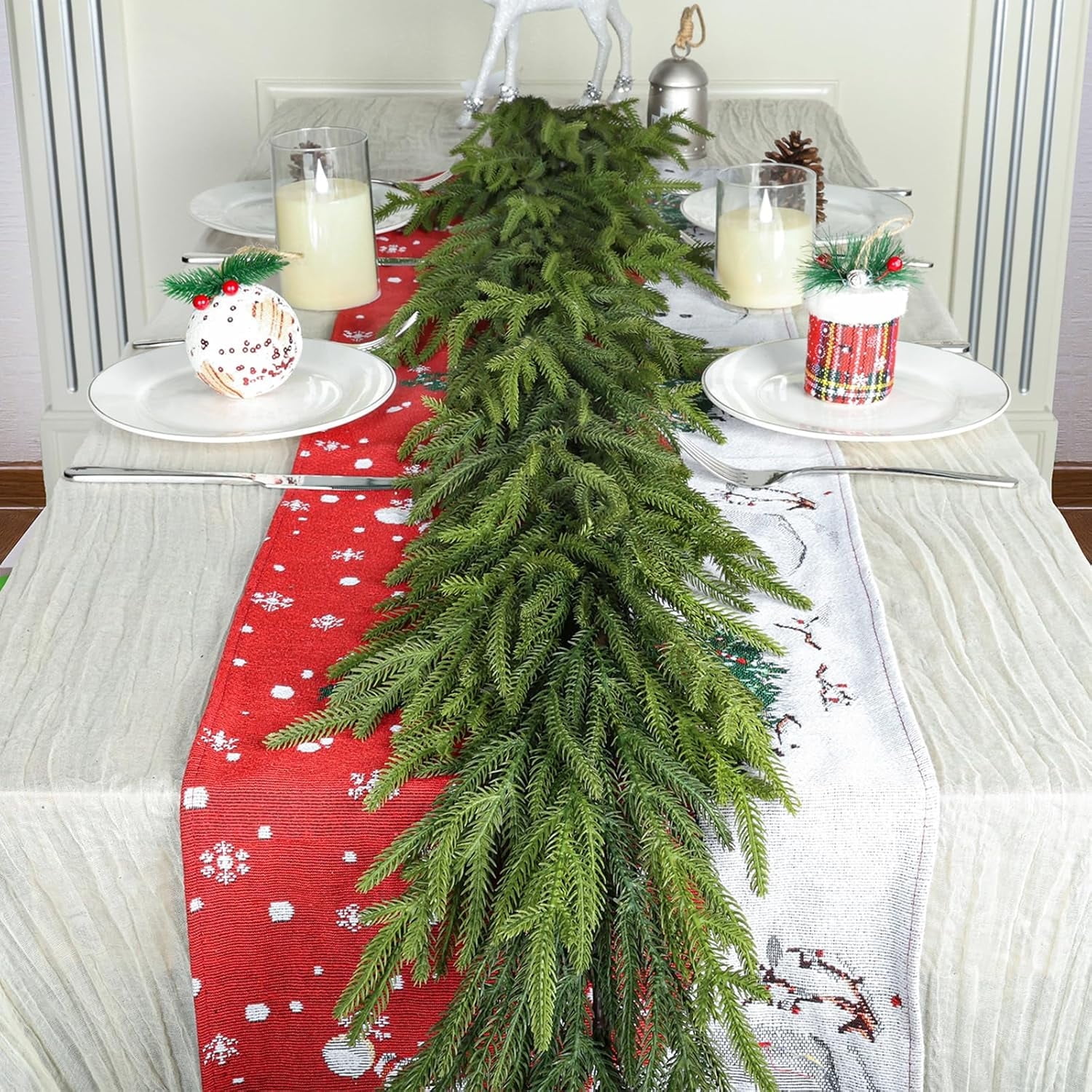 Homchy 6 Ft Realistic Christmas Garland,Natural Droopy,Soft Bendable ...
