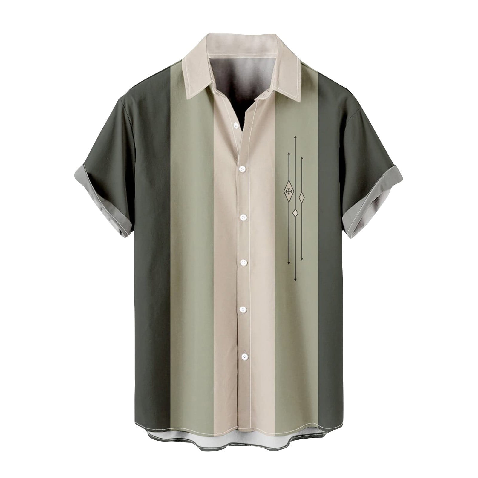 Homchy Mens Shirts Men's Vintage Bowling Shirt Short Sleeve Button Down ...