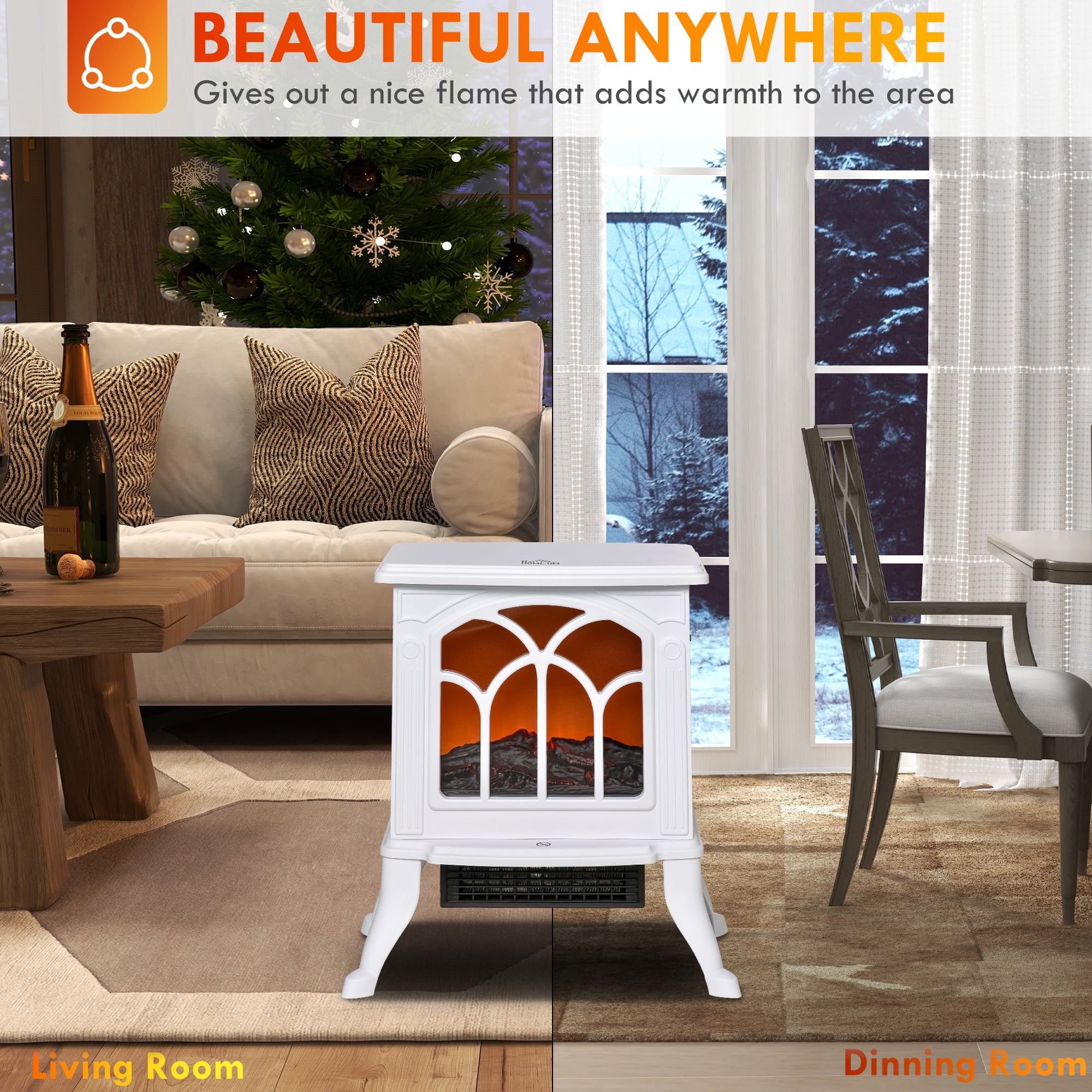 Homcom 17" Freestanding Electric Fireplace Stove,Fire Place Heater with ...