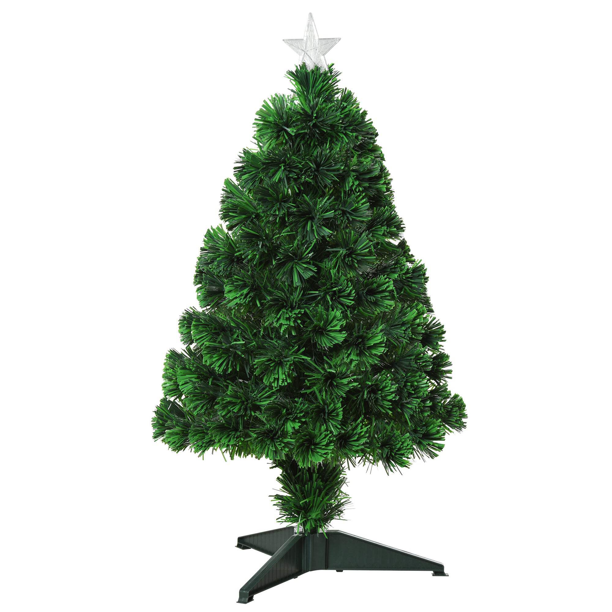 Homcom 2.5Ft Tall Pre Lit Douglas Fir Tabletop Artificial Christmas ...