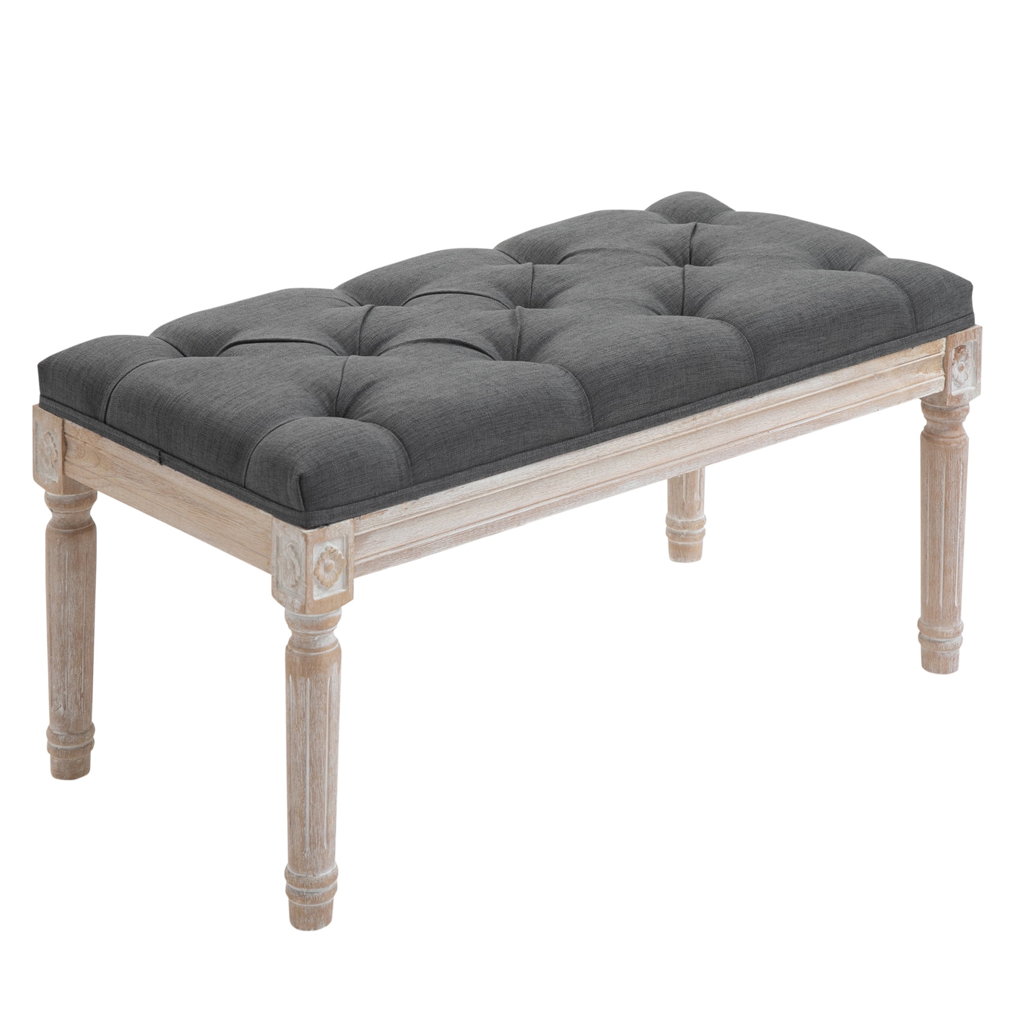 Homcom 32" Vintage Ottoman,Tufted Foot Stool with Upholstered Seat ...