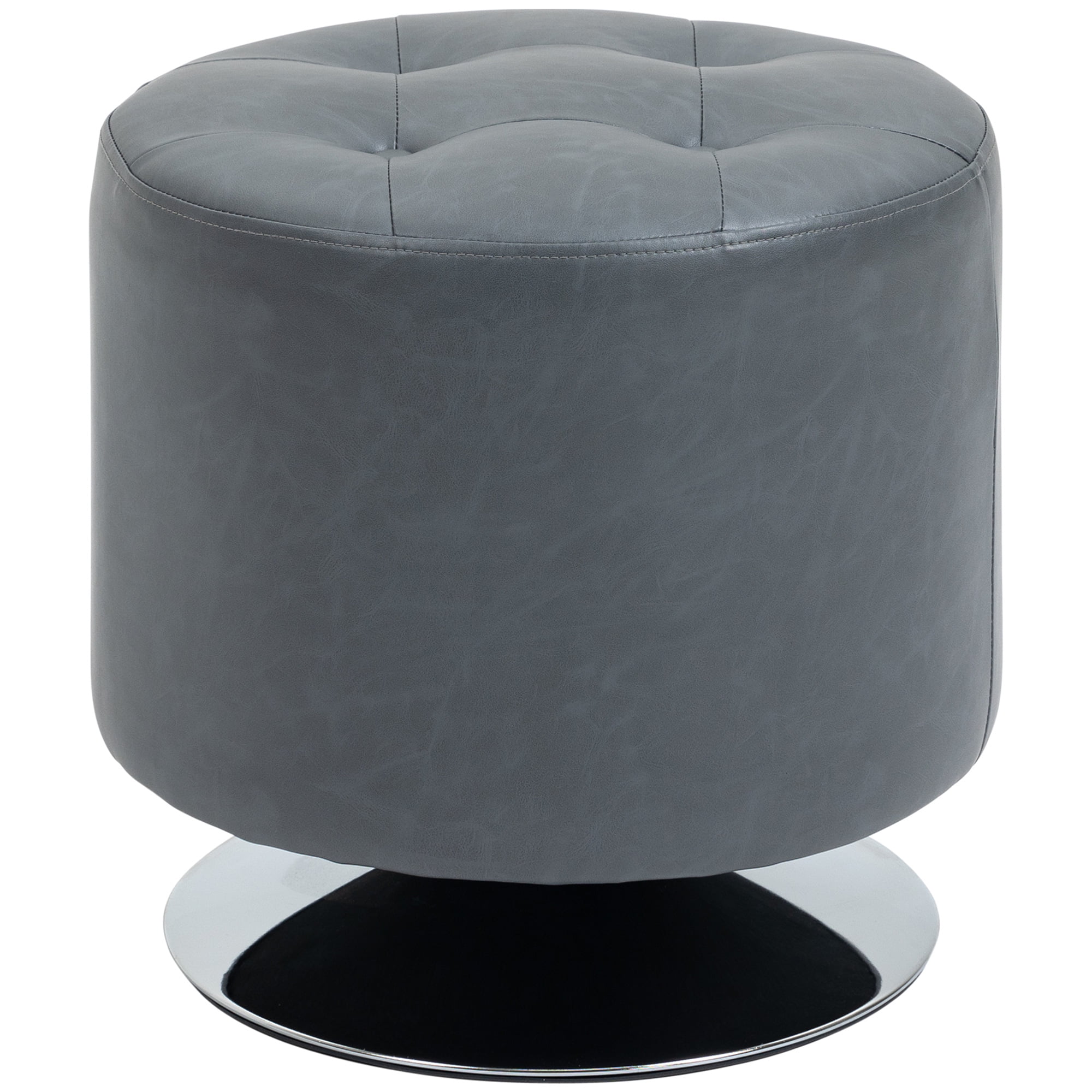 Homcom 360° Swivel Foot Stool Round Pu Ottoman with Thick Sponge ...