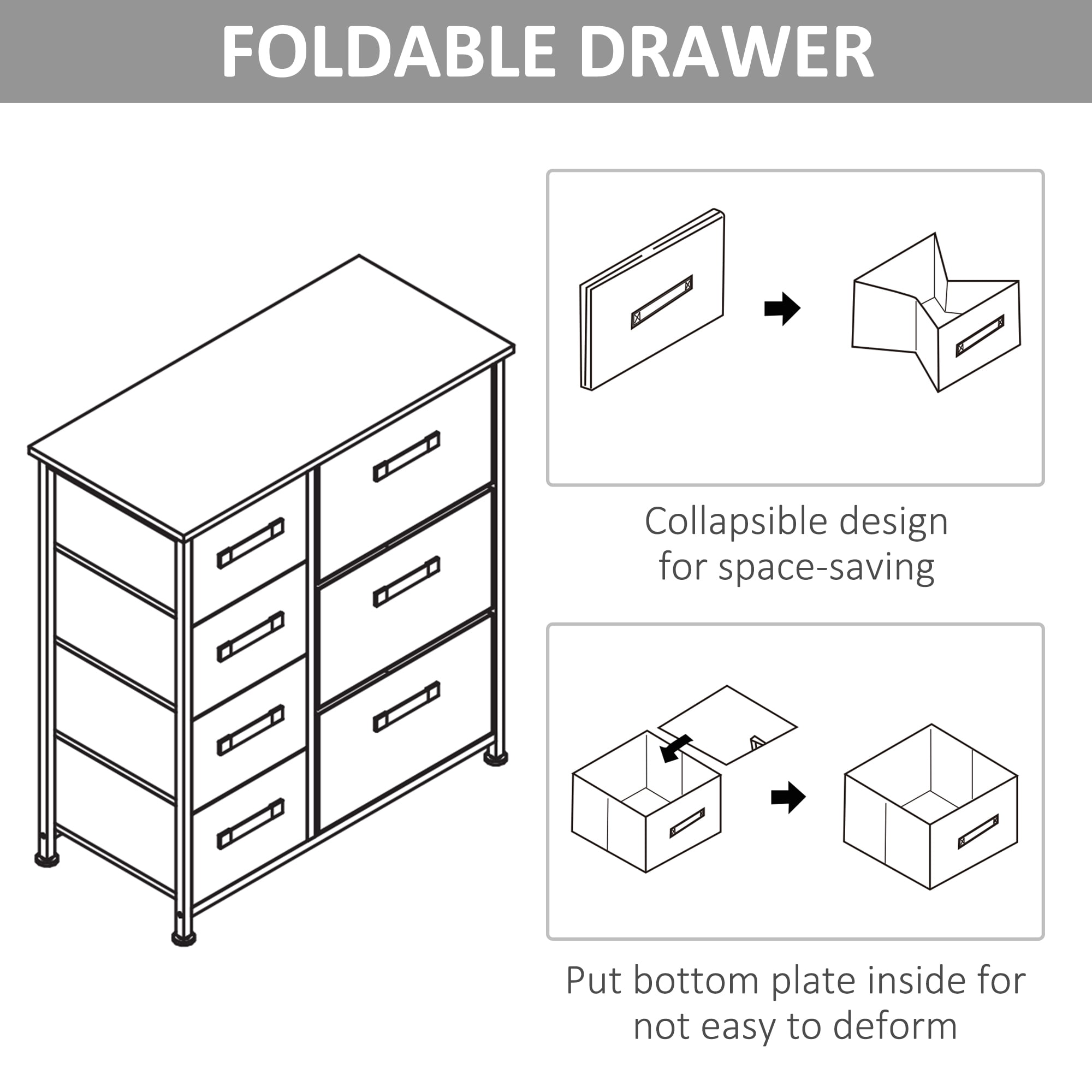 Homcom 7-Drawer Dresser Storage Tower Cabinet Organizer Unit,Easy Pull ...