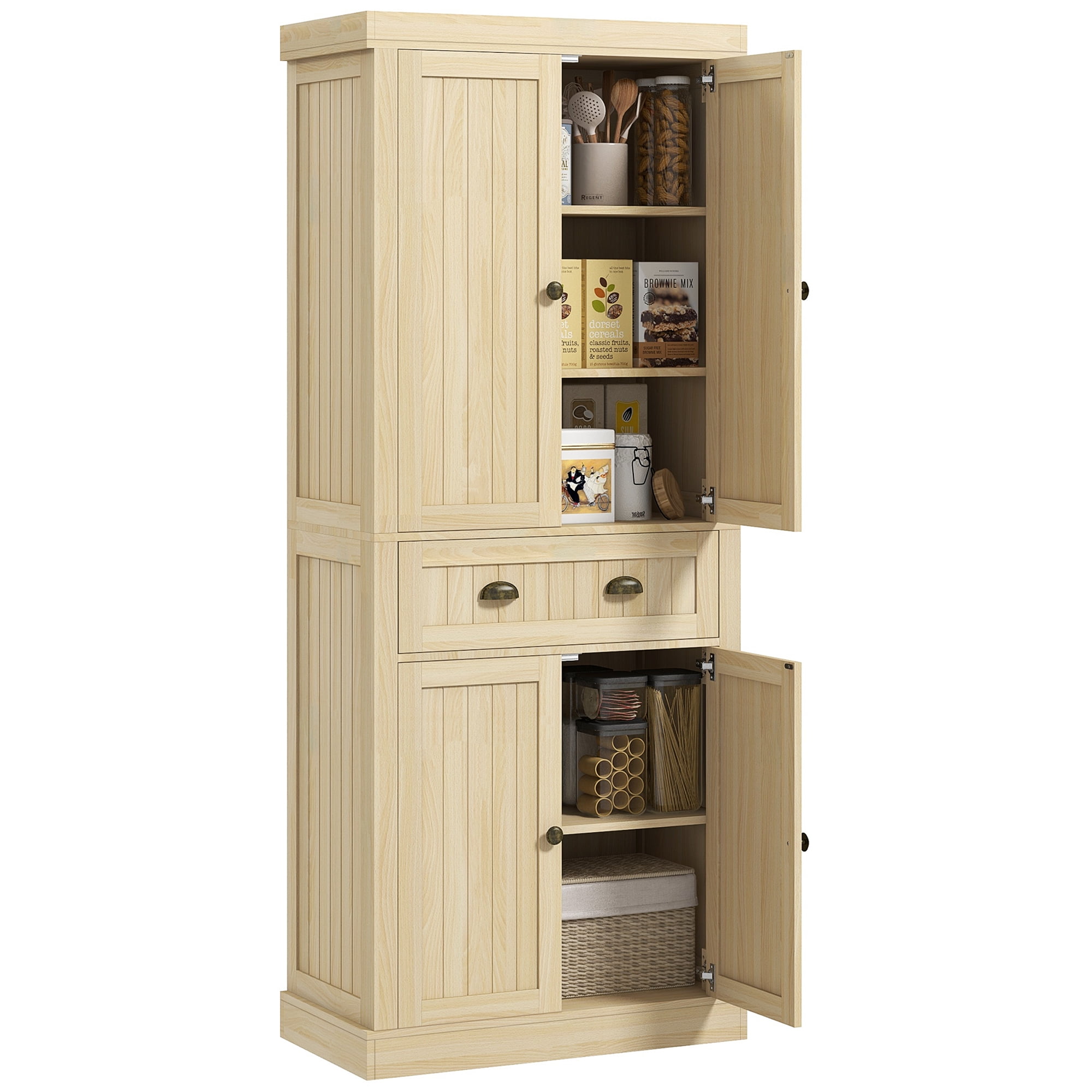 HOMCOM 72" Farmhouse Kitchen Pantry Cabinet, Freestanding Tall Storage ...