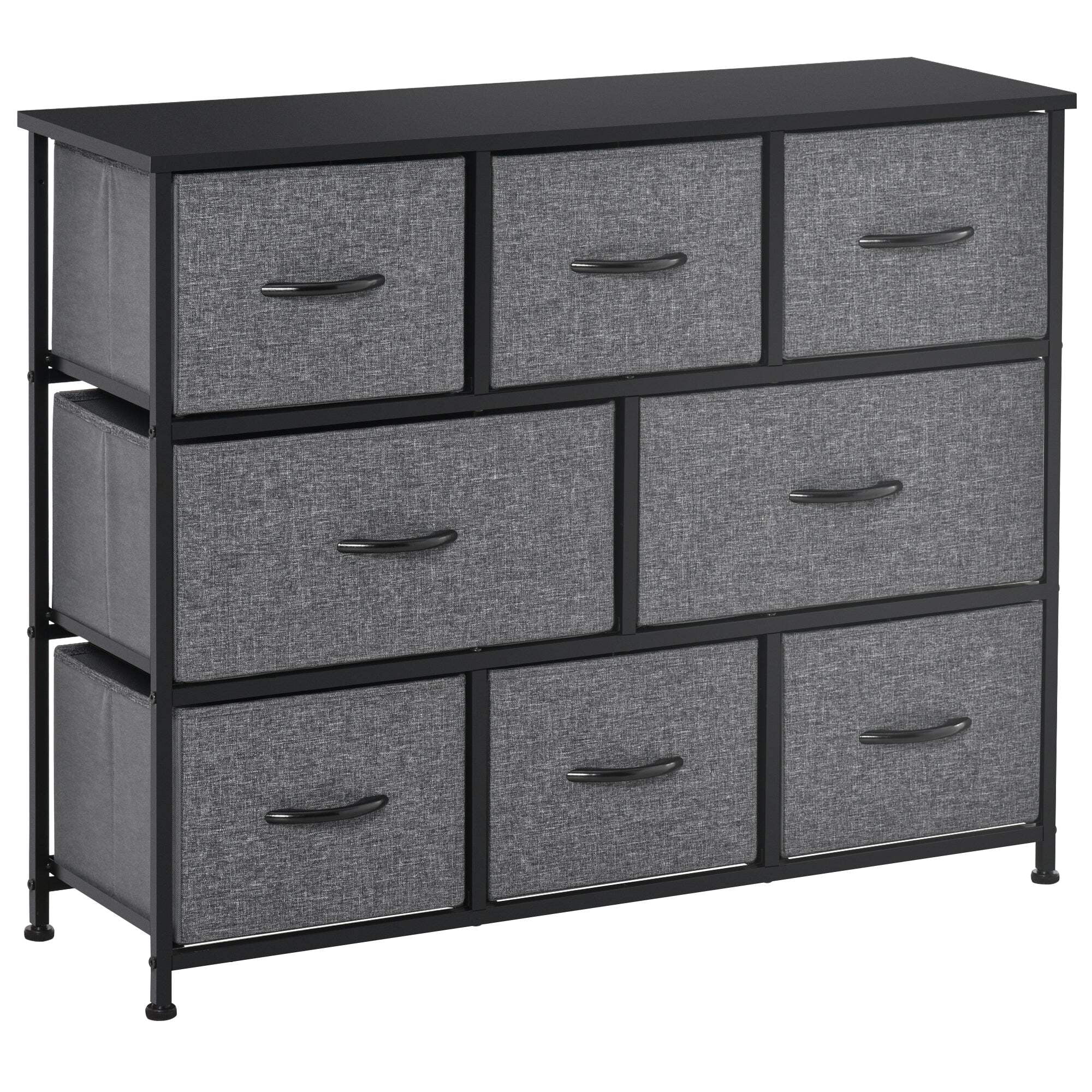 Homcom 8 Drawer Dresser, 3 Tier Fabric Chest Of Drawers, Storage Tower ...