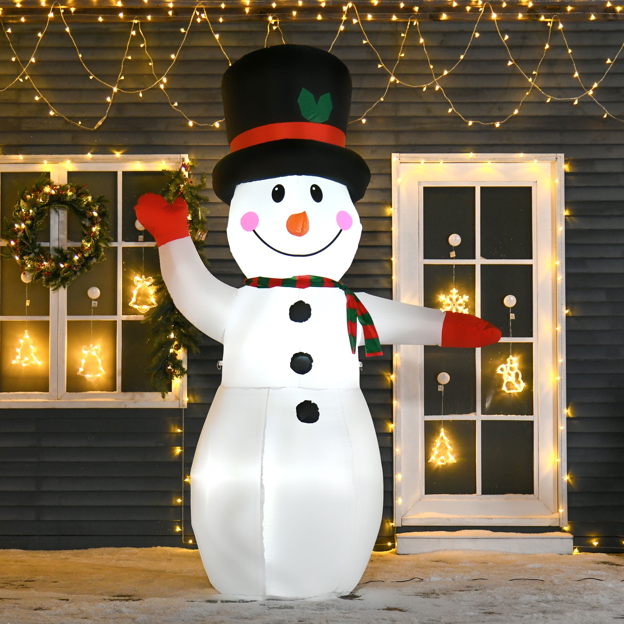 Homcom LED Lit Snowman Christmas Inflatable for Outdoor Lawn Yard ...