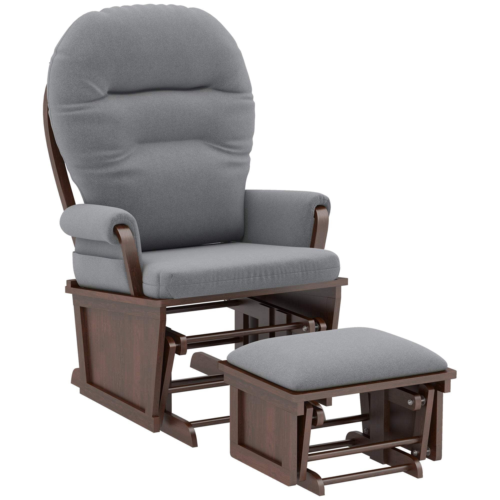 Homcom Nursery Glider Rocking Chair With Ottoman, Thick Padded Cushion ...