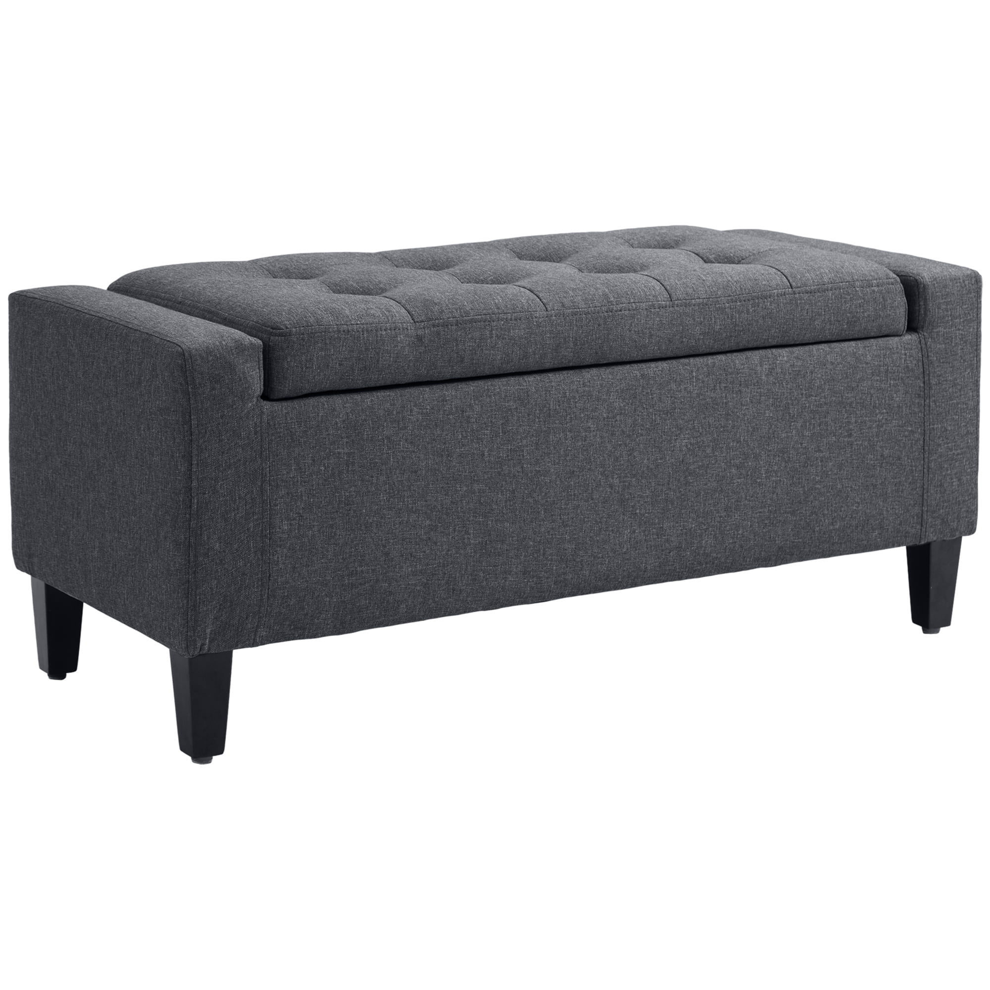 Homcom Storage Ottoman,Linen Upholstered Storage Bench with Lift Top ...