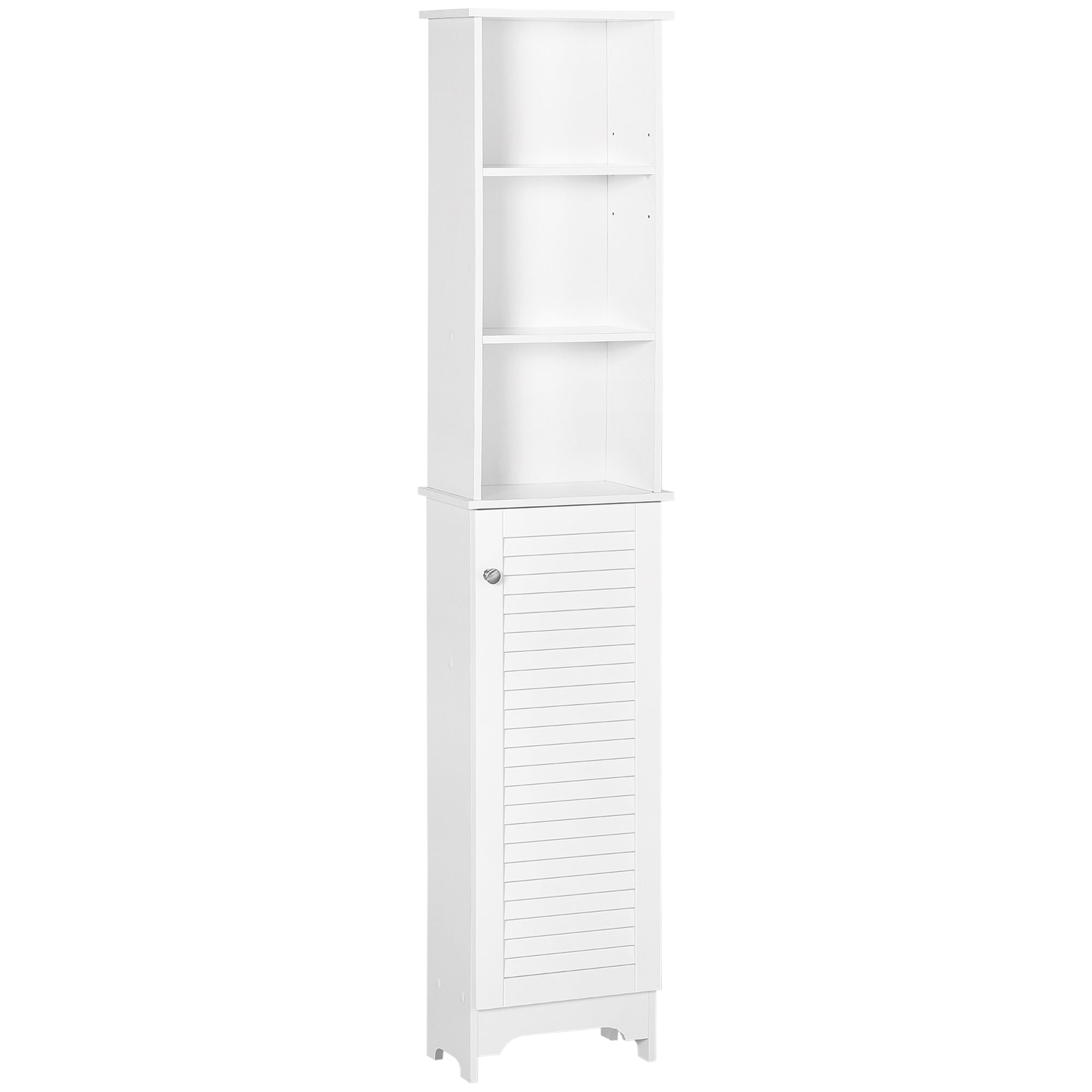 Homcom Tall Bathroom Storage Cabinet/Freestanding Linen Tower with 3 ...
