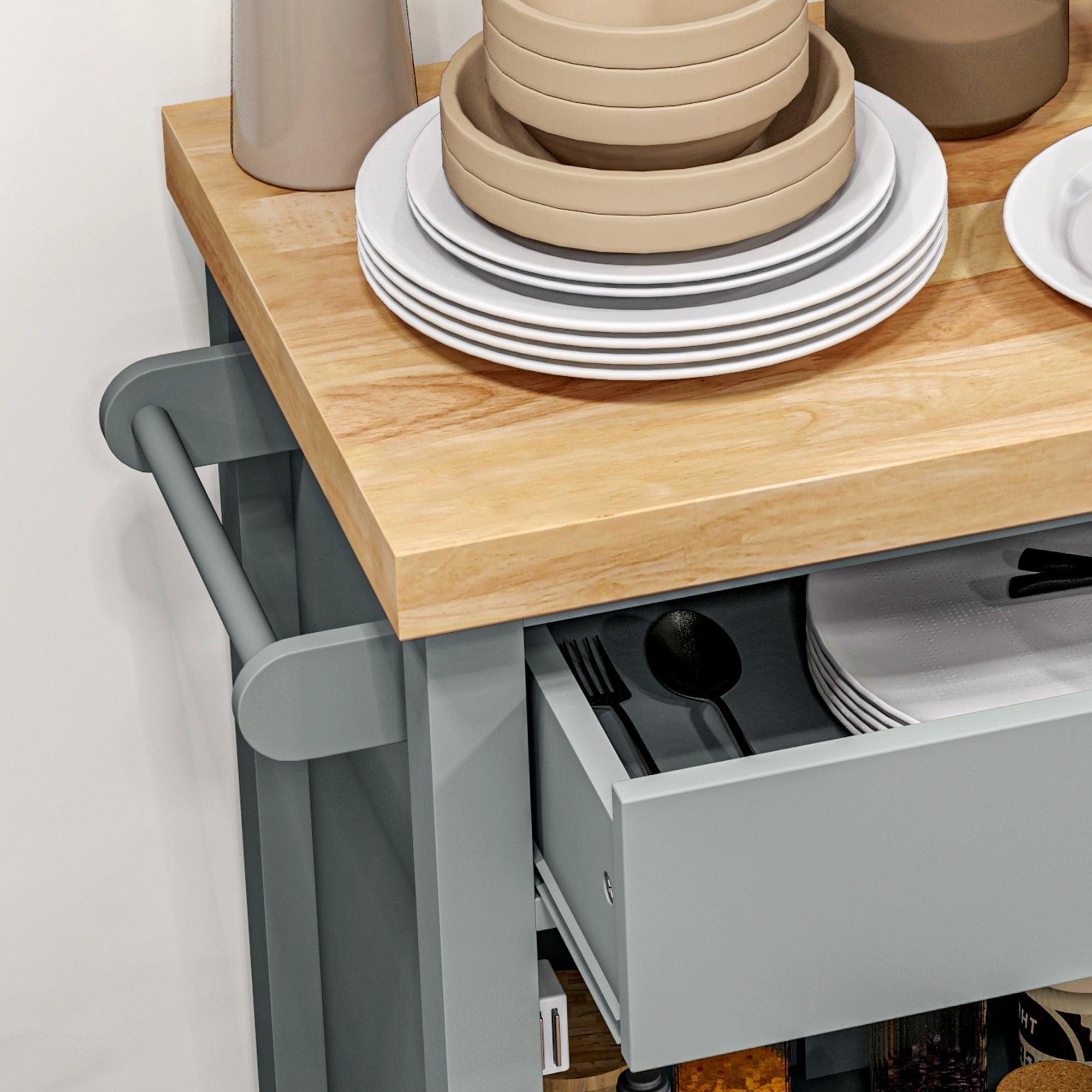 Homcom Utility Kitchen Cart,Rolling Kitchen Island with Smooth ...