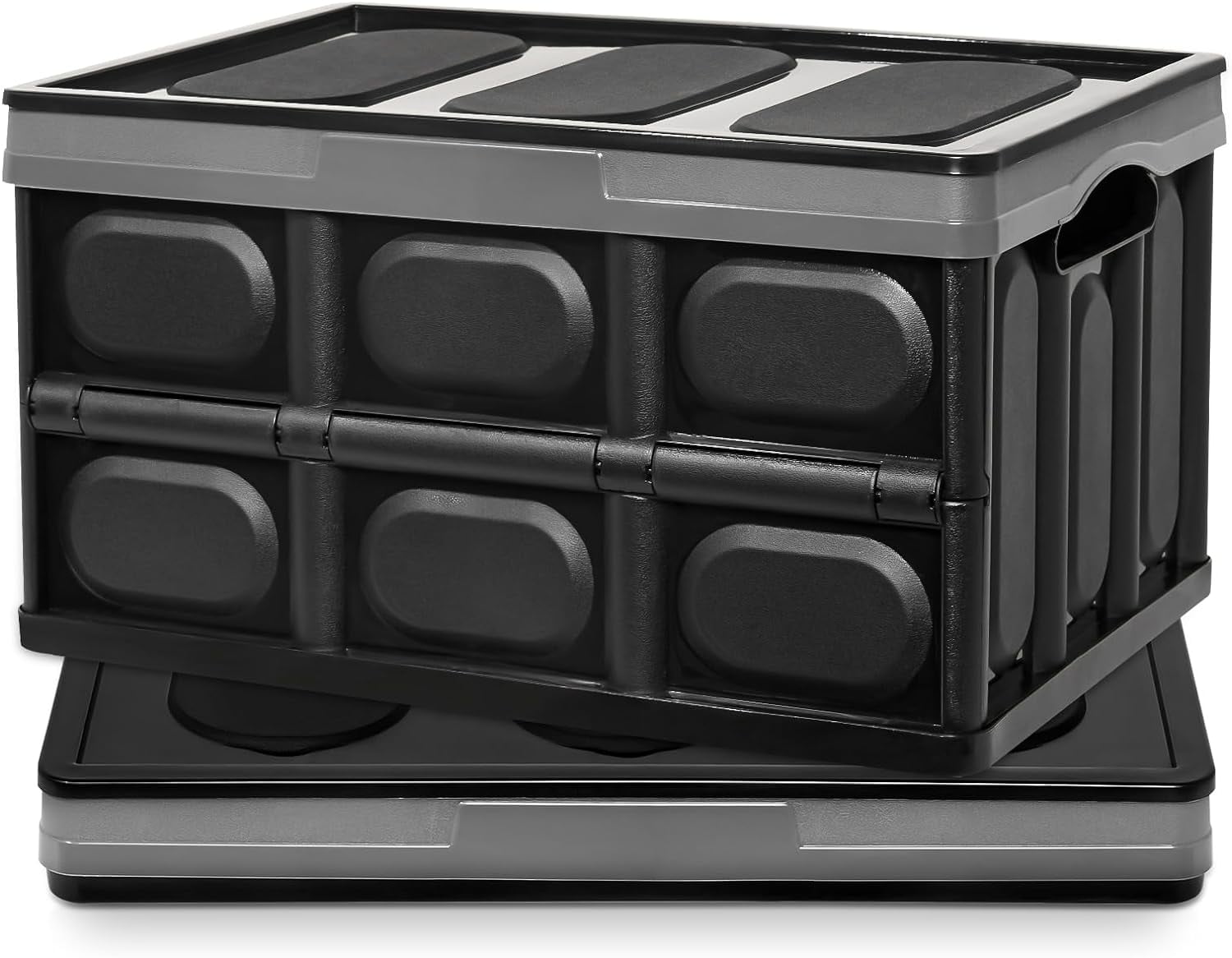 Homde 30L Collapsible Plastic Crates Storage Container with Lids 2 Pack ...