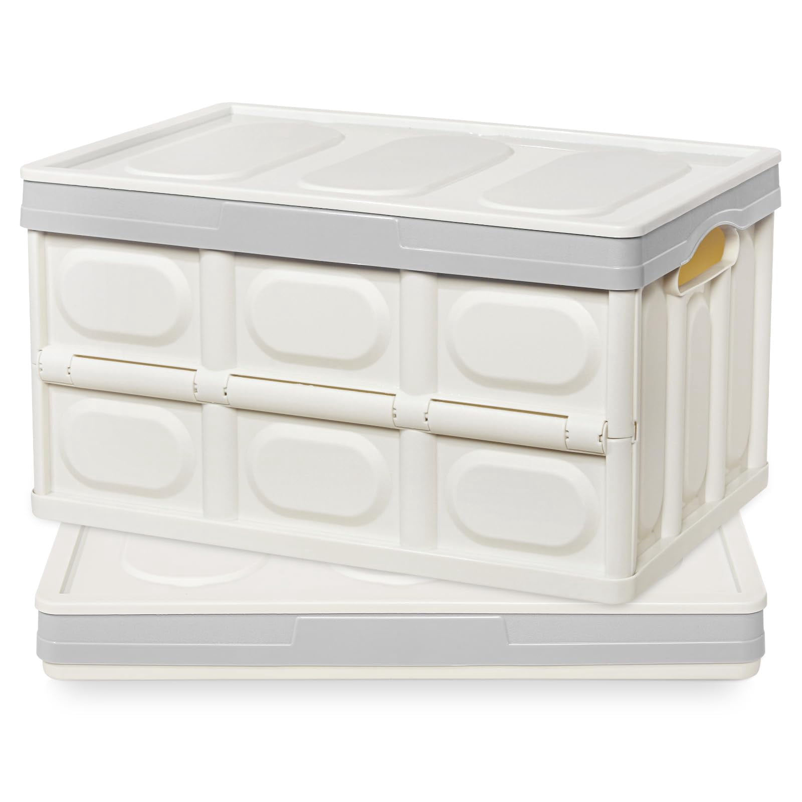 Homde 30L Collapsible Plastic Crates Storage Container with Lids 2 Pack ...