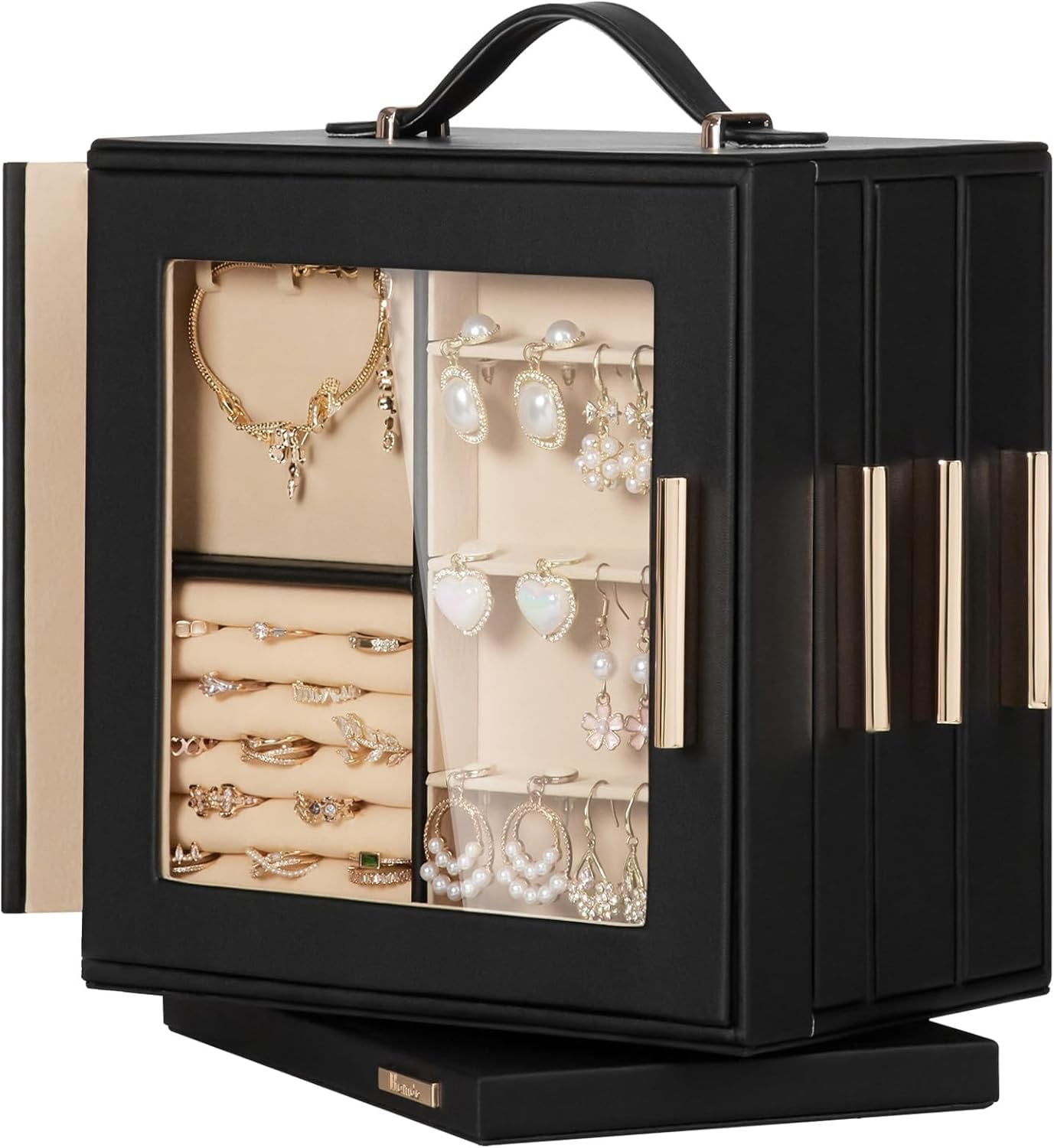 Homde Jewelry Box 360° Rotating, Necklace Earring Organizer with ...
