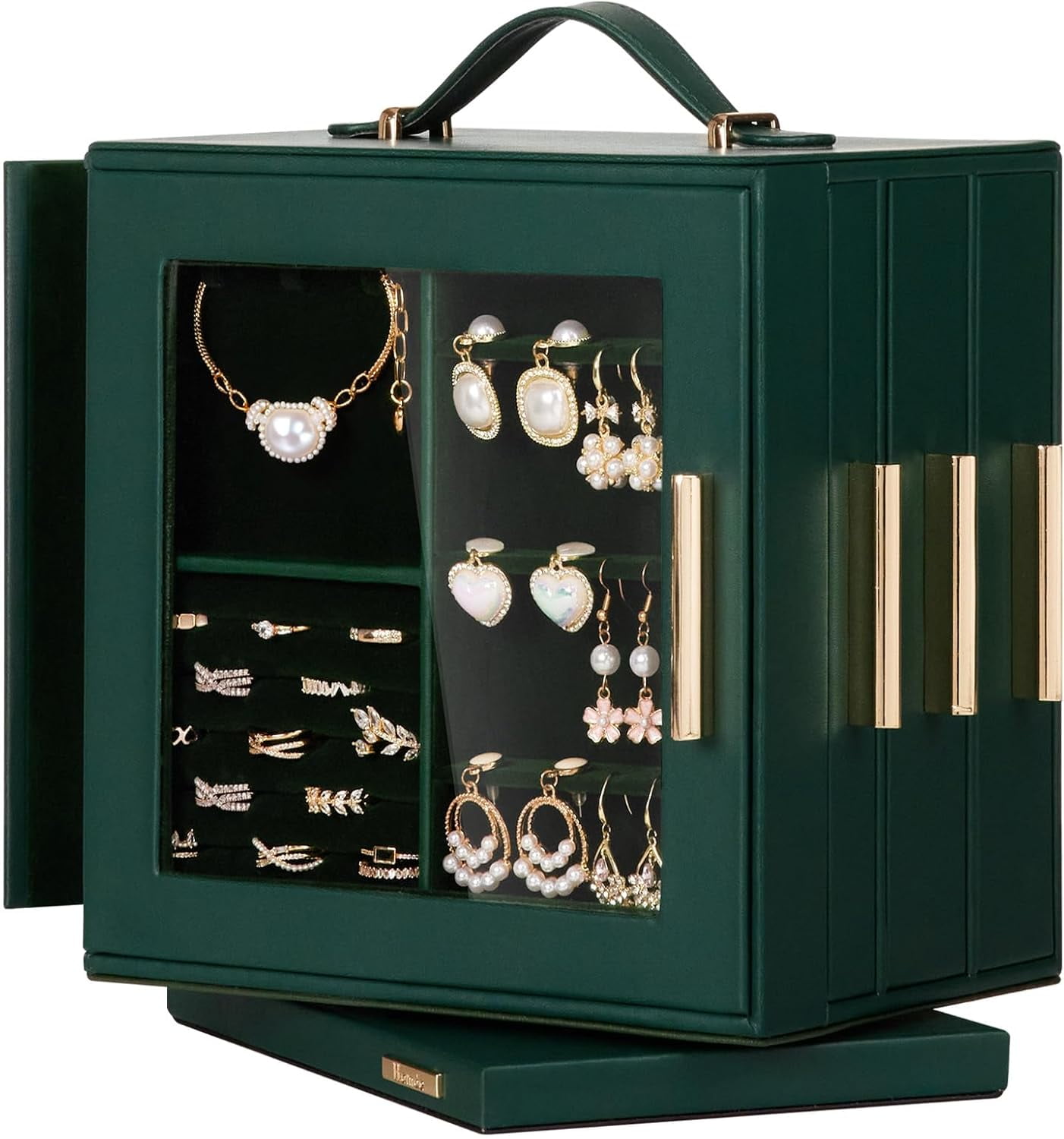 Homde Jewelry Box 360° Rotating, Necklace Earring Organizer with ...