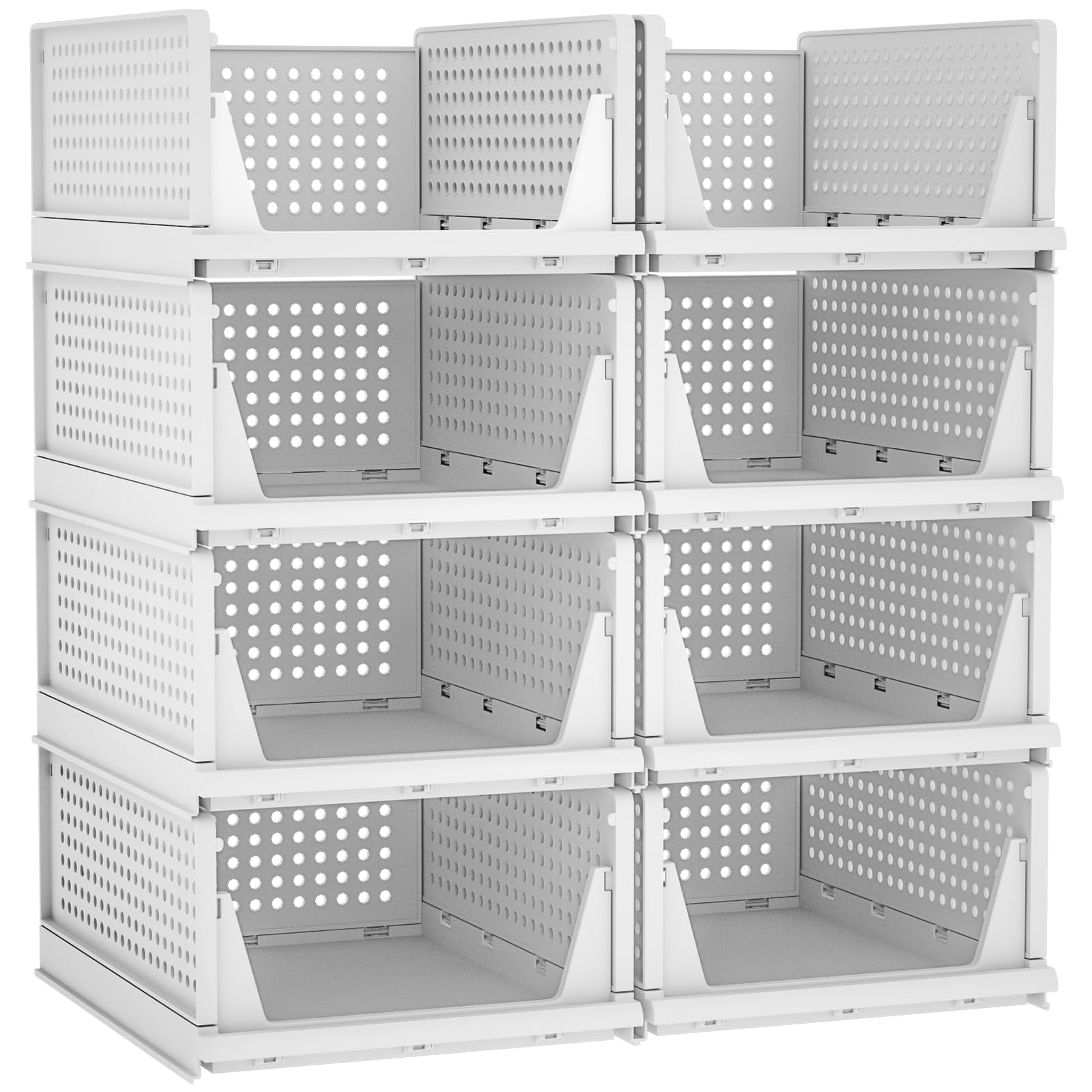 Homde Stackable Closet Organizers and Storage Bins, Foldable Plastic ...
