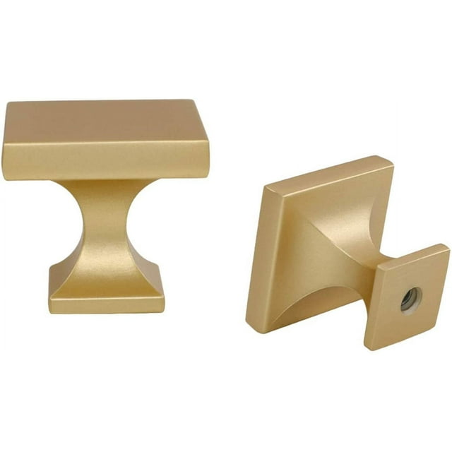 Homdiy 10 Pack Gold Knobs for Dresser Square Drawer Knobs Solid Brushed Brass Cabinet Knobs ...