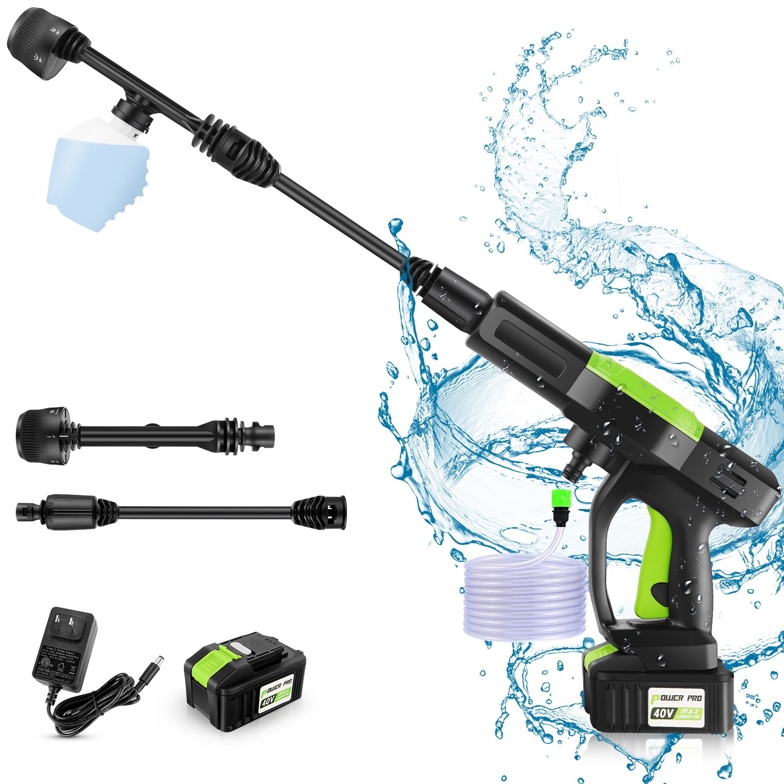 Homdox 1500 Cordless Pressure Washer with 40V Rechargeable Battery ...