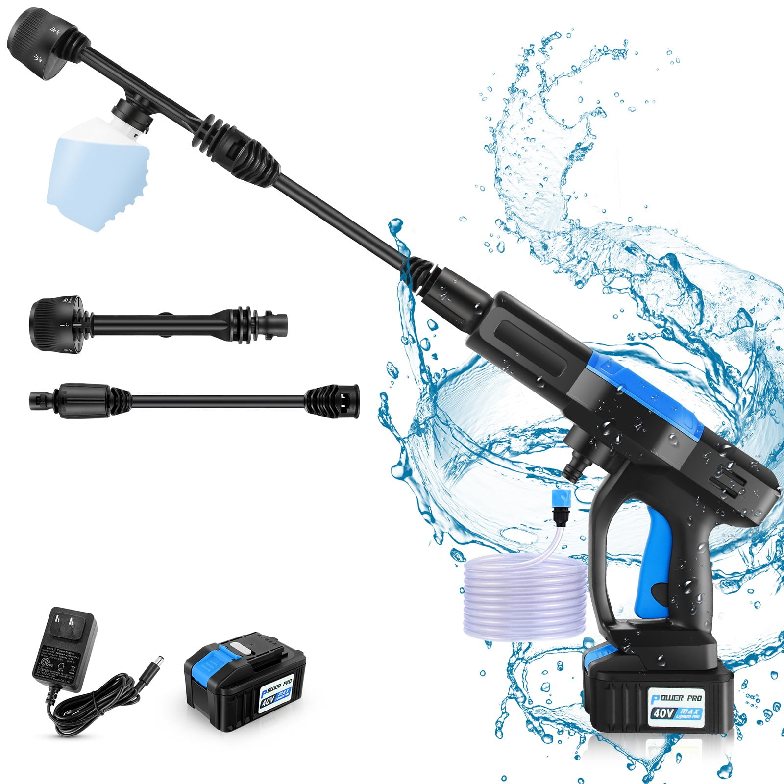 Homdox 1500 Cordless Pressure Washer with 40V Rechargeable Battery ...