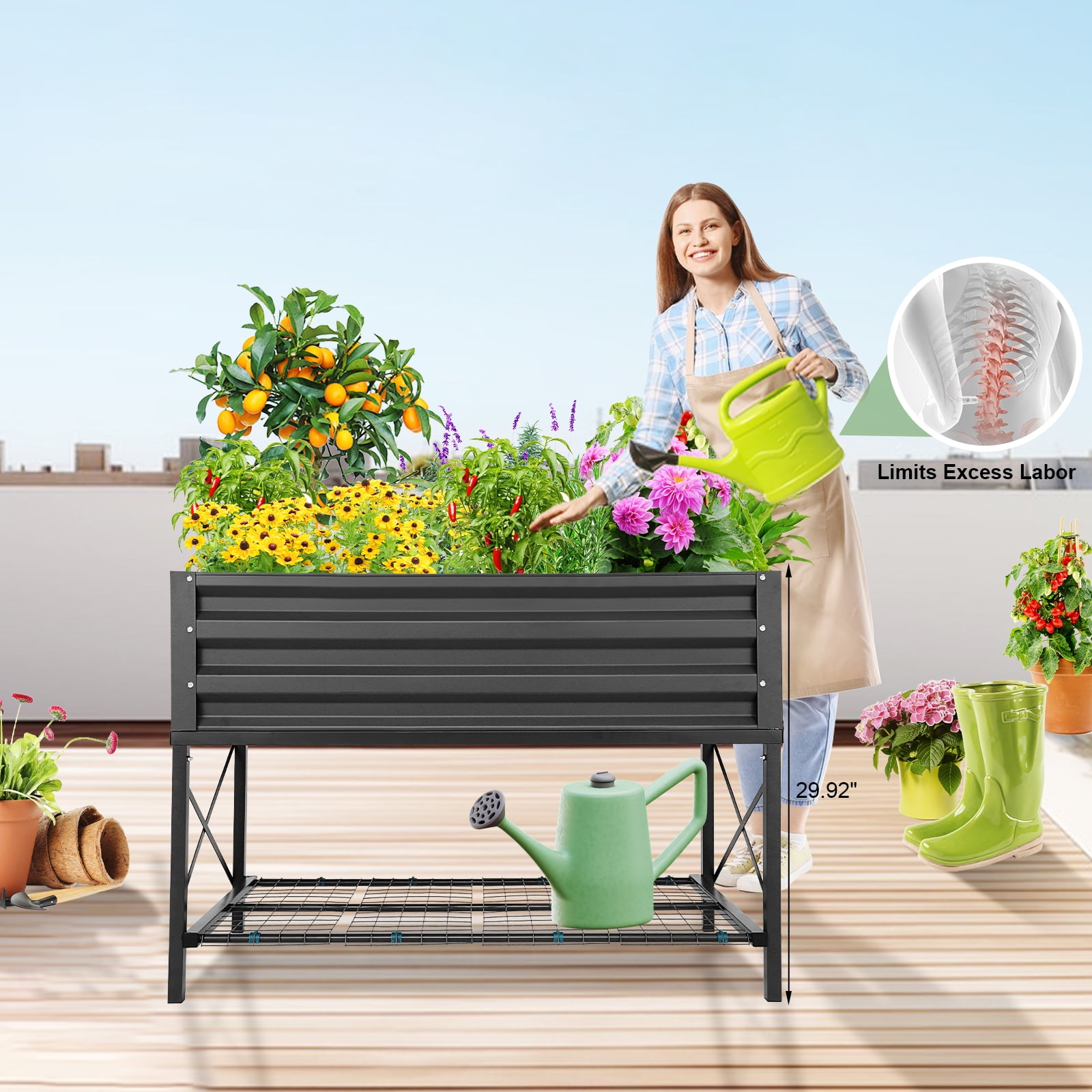 Homdox 2.5FT Elevated Raised Planter Box with Legs, 43"L*22"W*30"H ...