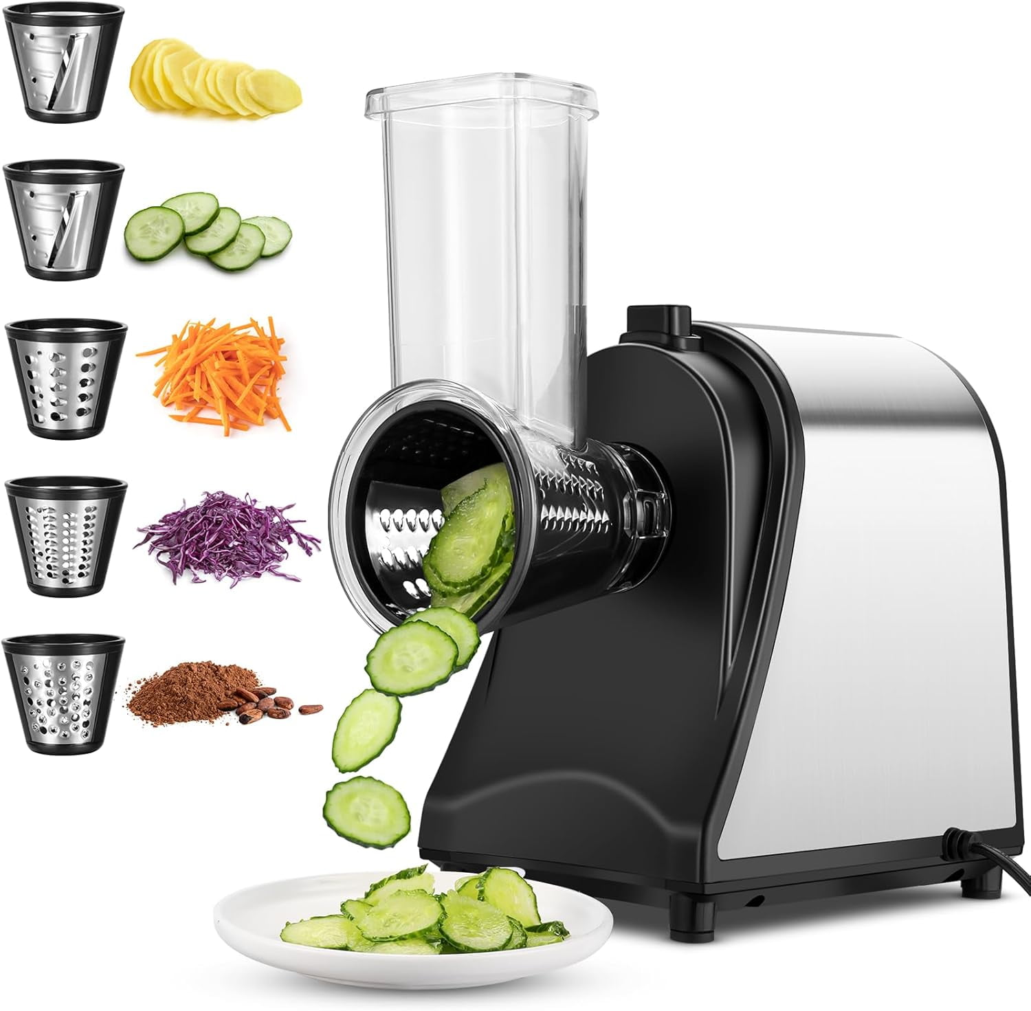 Homdox 250W Electric Cheese Grater, Electric Slicer Shredder, Salad ...