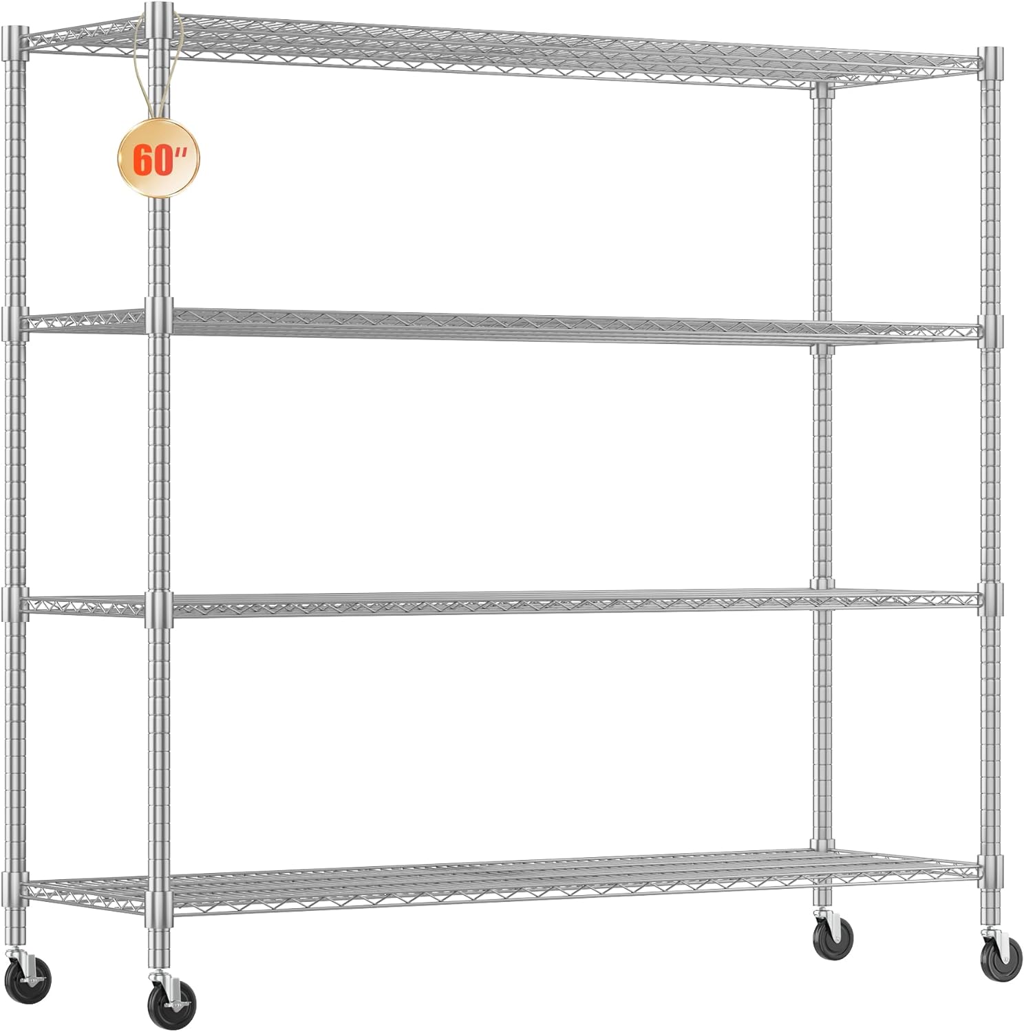 Homdox 4 Tier Storage Shelves with Wheels, Heavy Duty Metal Shelves for ...