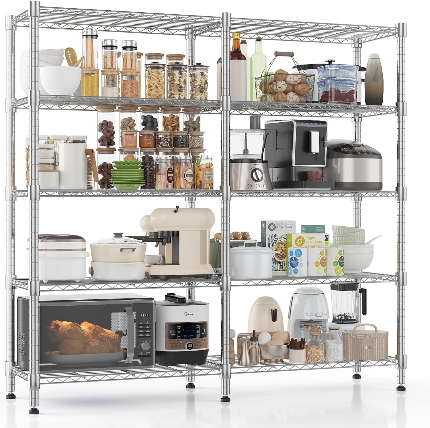 Homdox 5 Tier Storage Shelves, Heavy Duty Wire Shelving Unit ...