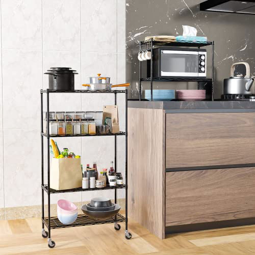 Homdox 6-Tier Wire Storage Rack with Wheels, Skinny Shelf for Small ...